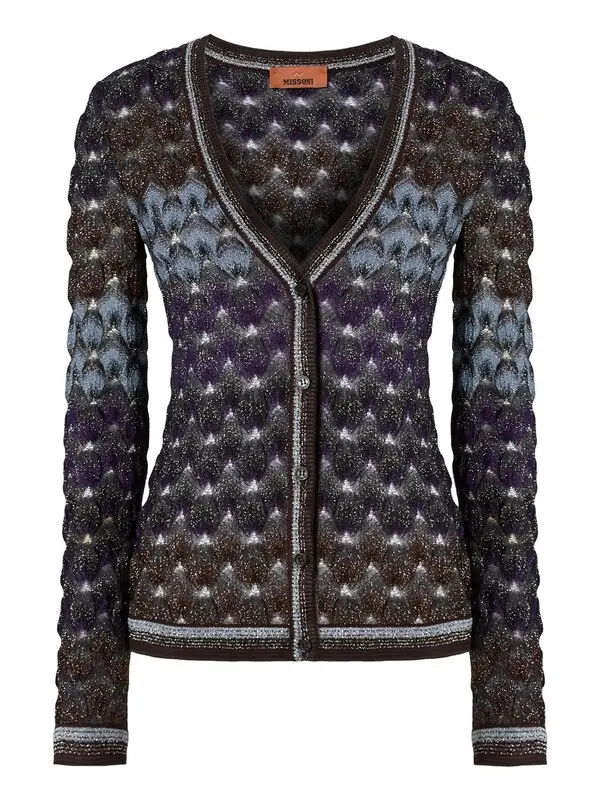 Missoni Slim Viscose Lamé Cardigan With Lace Motif - Multicoloured