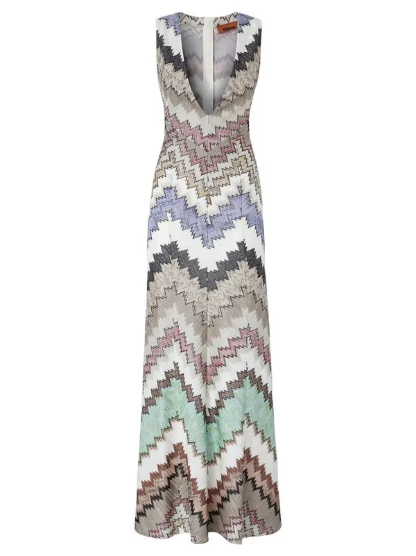 Missoni Viscose Lamé Gown With Deep V-neck - Multicoloured
