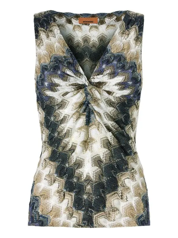 Missoni Lace Top With Gathered Neckline - Multicoloured