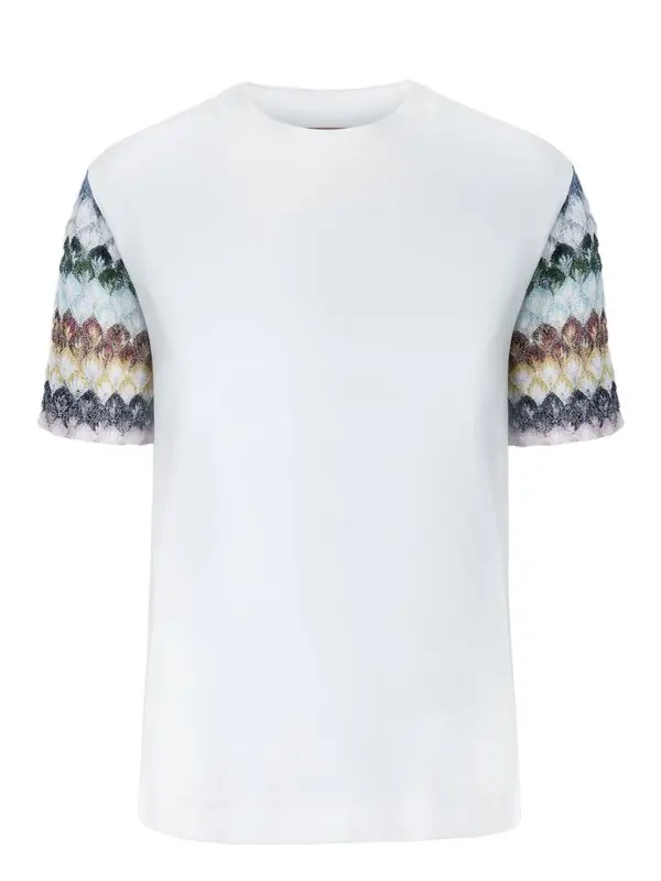 Missoni Cotton Crewneck T-shirt With Chevron Details - Multicoloured