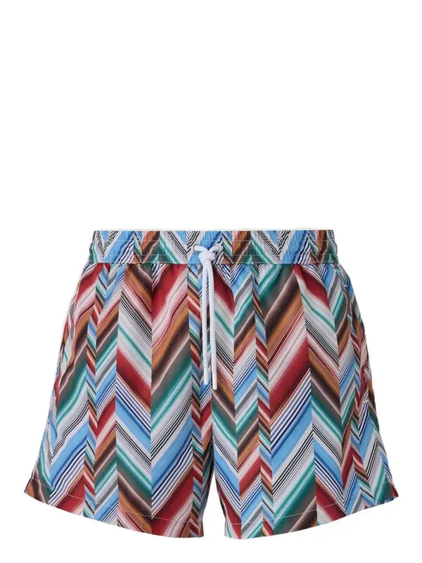 Missoni Mid-length Swim Shorts With Offset Zig Zag Print - Multicoloured