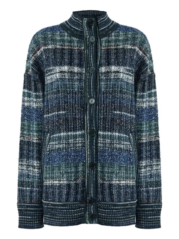 Missoni Oversized Wool-blend Check Cardigan - Blue
