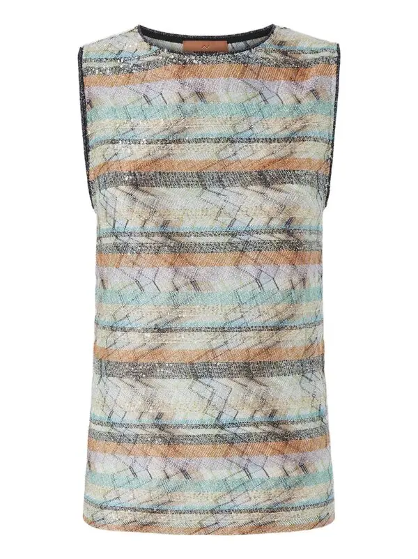 Missoni Multi-technique Mixed Viscose Lamé Sleeveless Top - Multicoloured