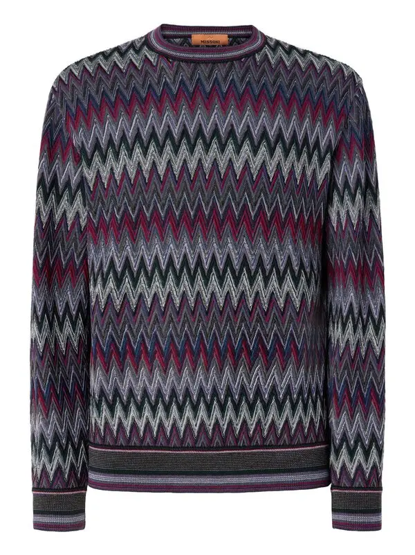 Missoni Crew Neck Sweater With 3d Zigzag Pattern - Multicoloured