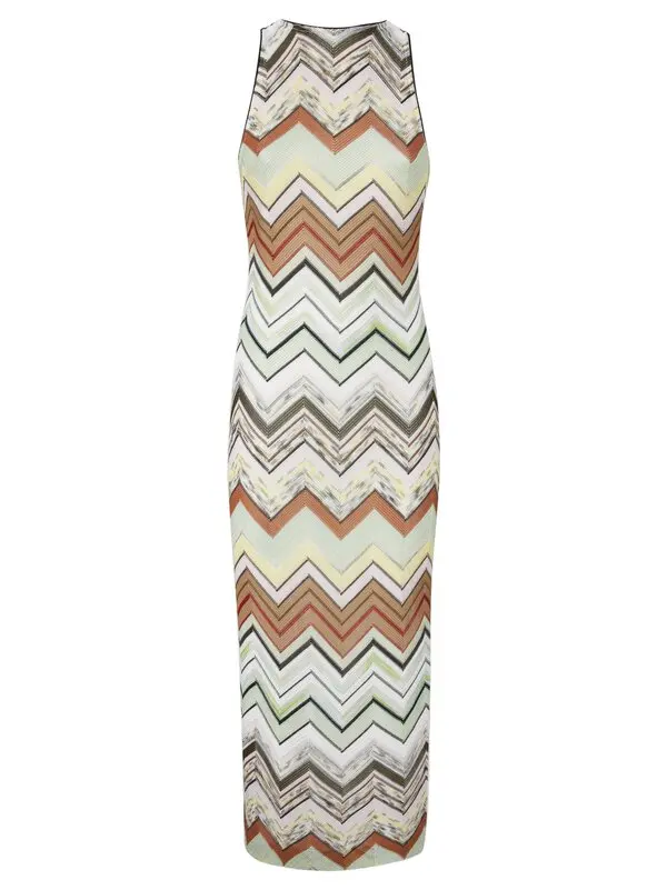Missoni Sleeveless Long Dress In Viscose And Cotton Chevron - Multicoloured
