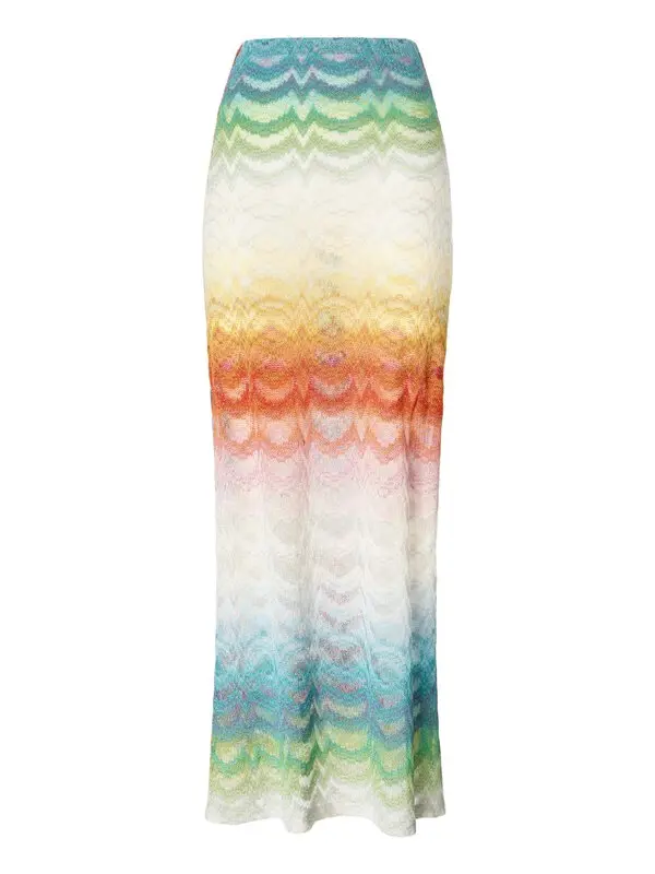 Missoni Long Skirt In Shaded Lamé Viscose With Slit - Multicoloured