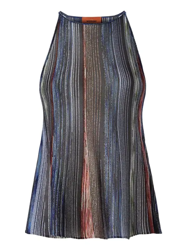 Missoni Sleeveless Ribbed Viscose Lamé Top - Multicoloured