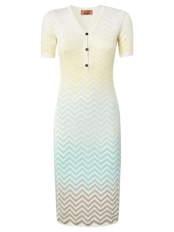 Missoni Chevron Dégradé Cotton And Viscose Midi Dress - Multicoloured