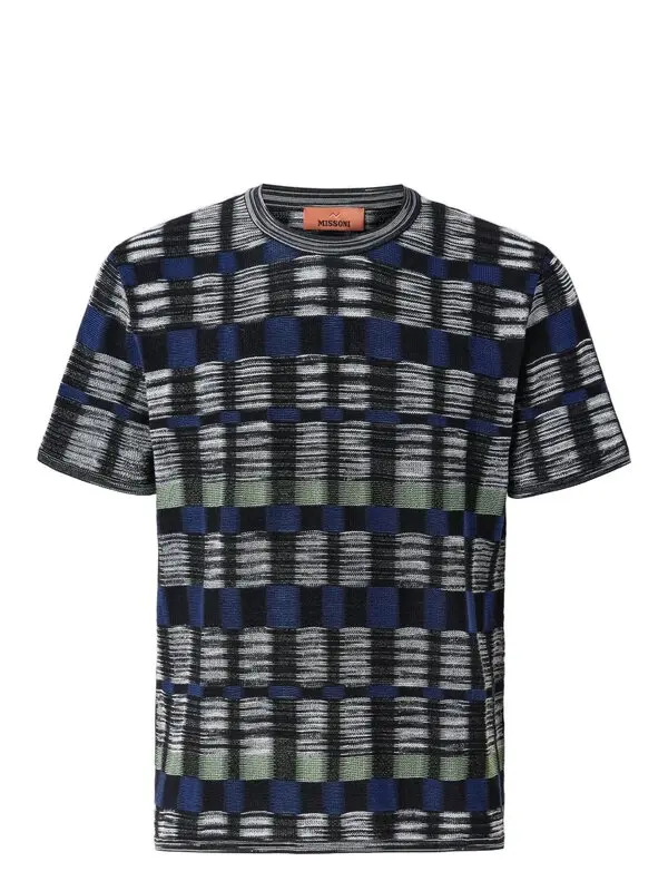 Missoni Crew-neck Cotton And Viscose T-shirt With Check Pattern - Multicoloured