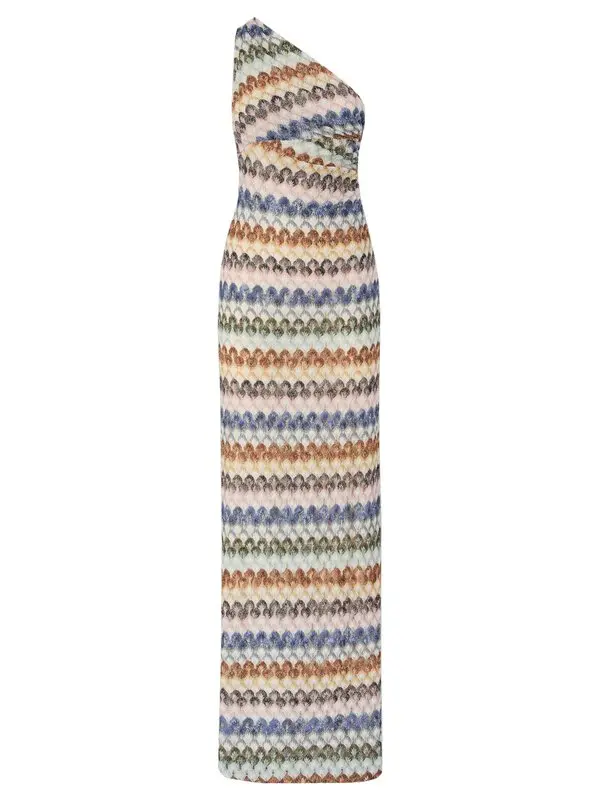 Missoni One-shoulder Viscose Lamé Long Dress - Multicoloured