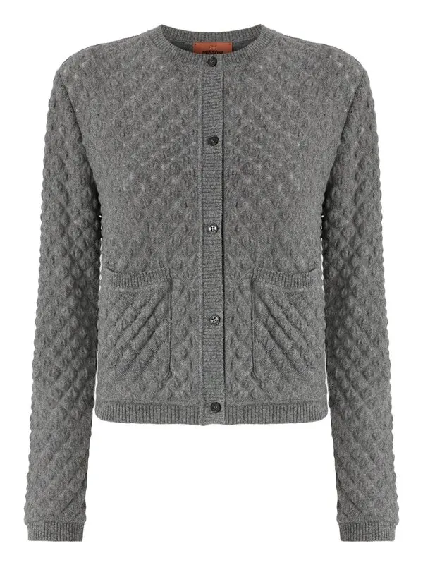 Missoni Cashmere Cardigan With Lace Pattern - Grey