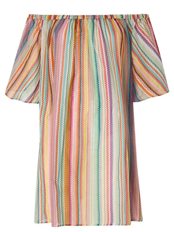 Missoni Short Cover-up In Cotton And Silk With Zigzag Pattern - Multicoloured