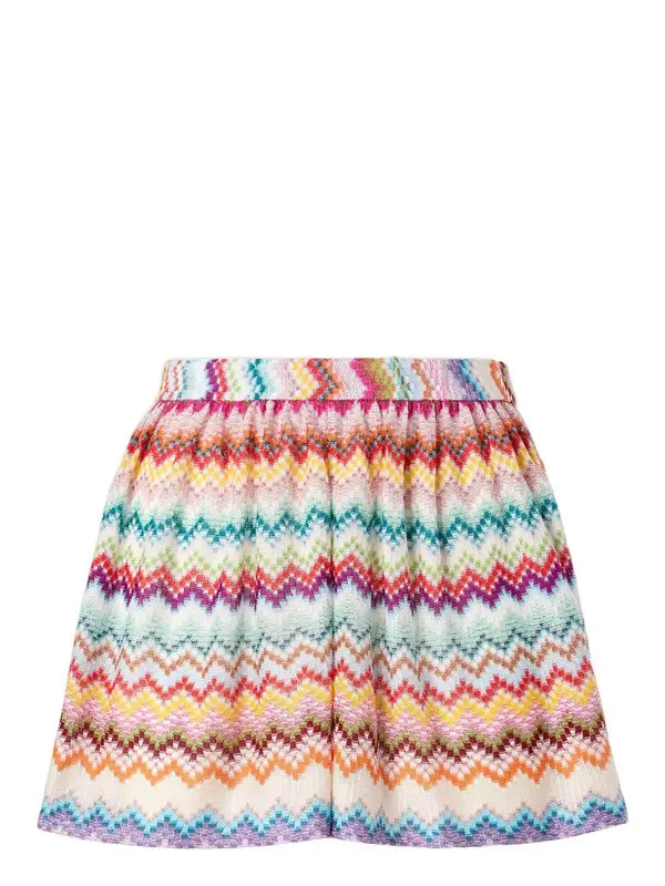 Missoni Viscose Lamé Shorts With Pixelated Zigzag Motif - Multicoloured