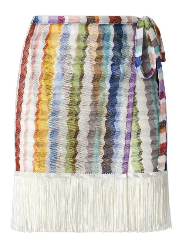 Missoni Wrap Mini Skirt With Fringes - Multicoloured