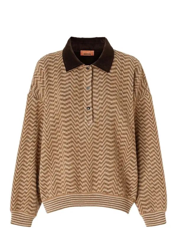 Missoni Chevron Polo Sweater - Beige