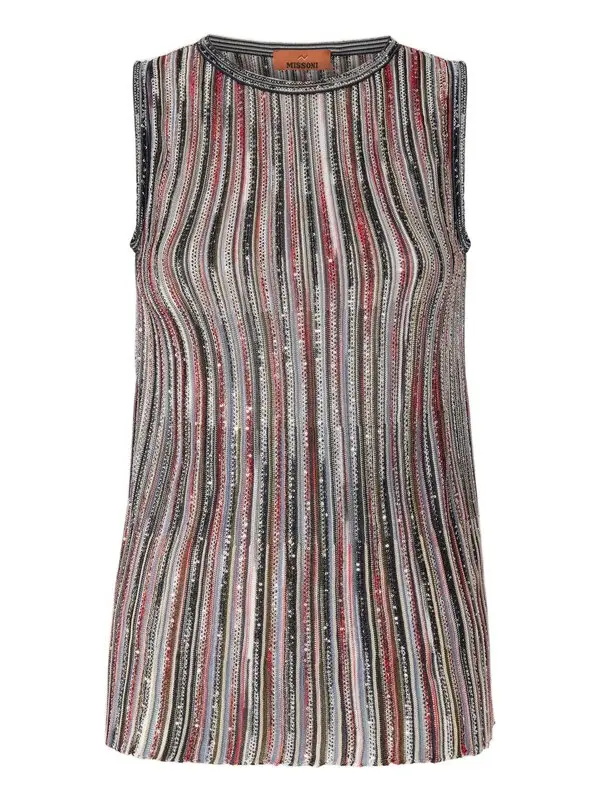 Missoni Ribbed Mixed Viscose Sleeveless Top With Sequins - Multicoloured