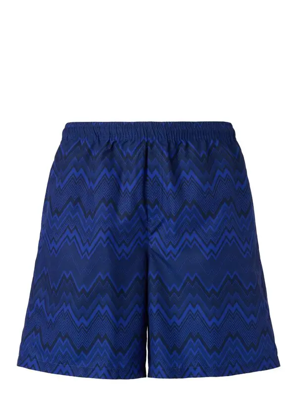 Missoni Long Swim Shorts With Zig Zag Print - Blue