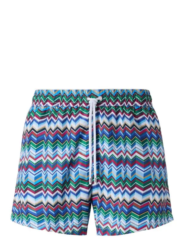 Missoni Mid-length Swim Shorts With Irregular Zigzag Print - Multicoloured