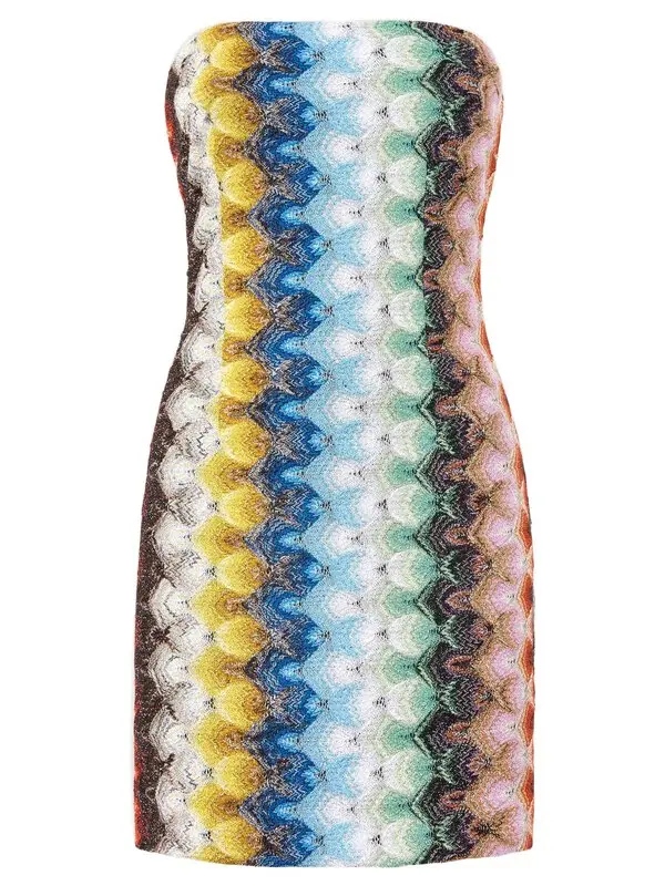 Missoni Bustier Mini Dress In Lamé Viscose With Lace Motif - Multicoloured