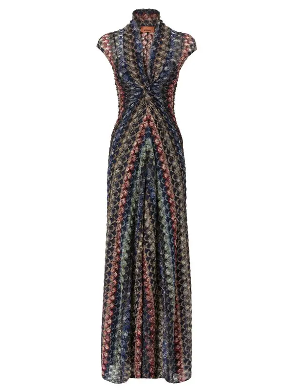 Missoni Long Lace Dress With Knot Detail - Multicoloured