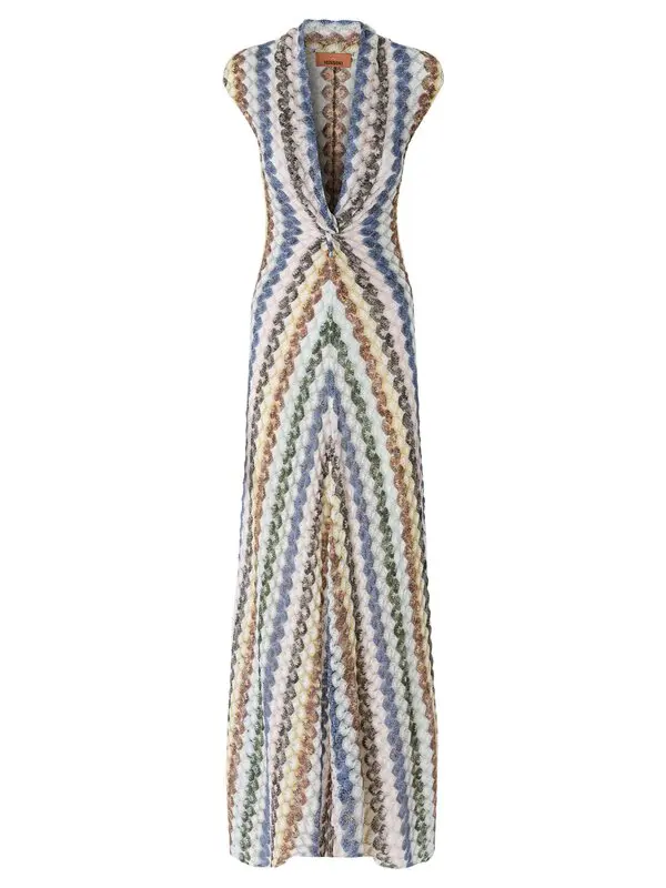 Missoni Long Lace Dress With Knot Detail - Multicoloured