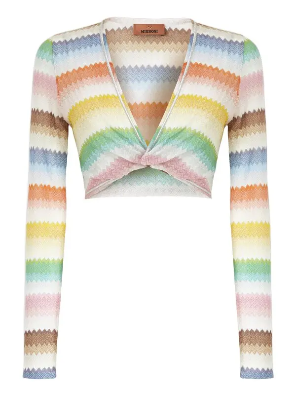 Missoni Long-sleeved Crop Top With Dégradé Zigzag Pattern - Multicoloured