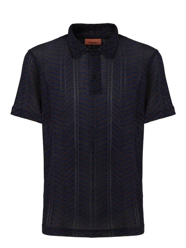 Missoni Viscose And Cotton Polo Shirt With Greek Key Motif - Multicoloured