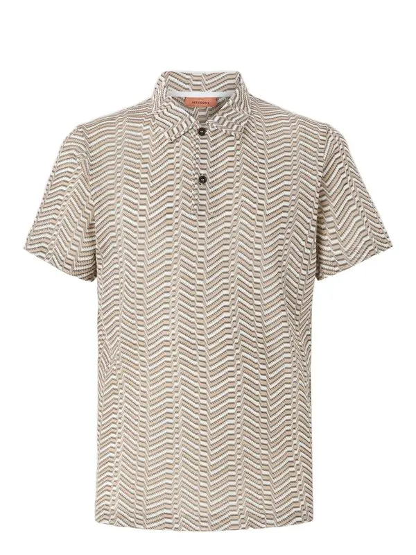 Missoni Viscose And Cotton Polo Shirt With Greek Key Motif - Multicoloured