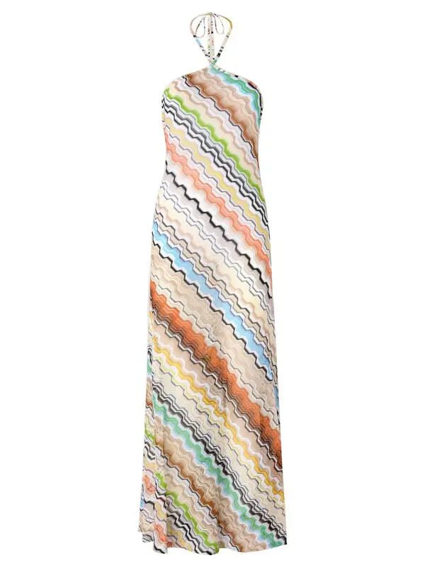 Missoni Long Cover-up With Halterneck And Greek Motif - Multicoloured