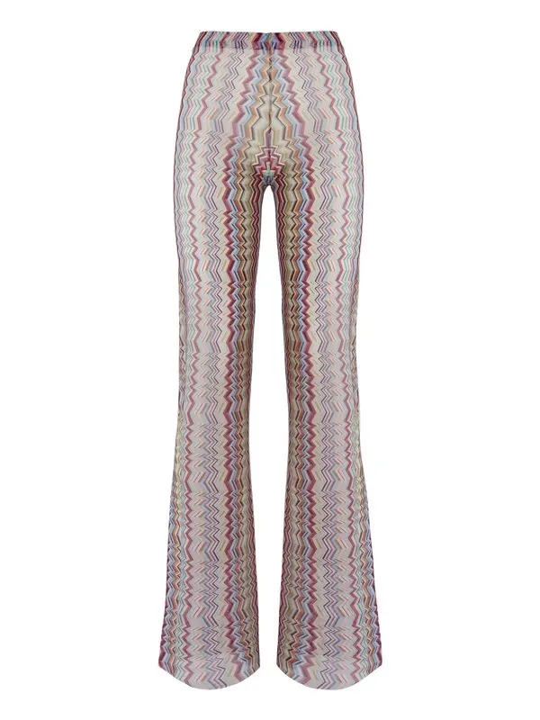 Missoni Flared Pants In Printed Zigzag Tulle - Multicoloured