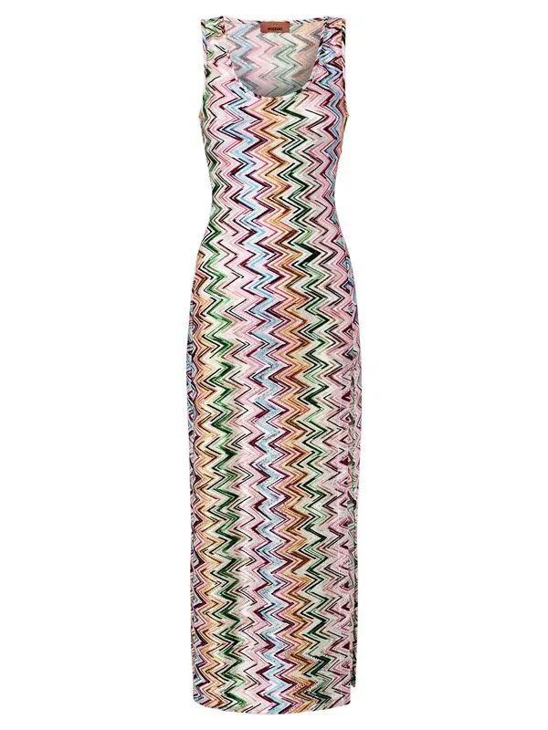 Missoni Long Cover-up In Stretch Viscose With Lace And Zigzag Motif - Multicoloured