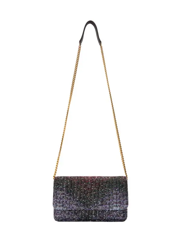Missoni Leather And Canvas Wallet On Chain - Multicoloured