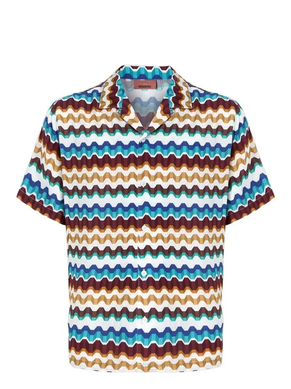 Missoni Viscose Bowling Shirt With Greek Key Print - Multicoloured