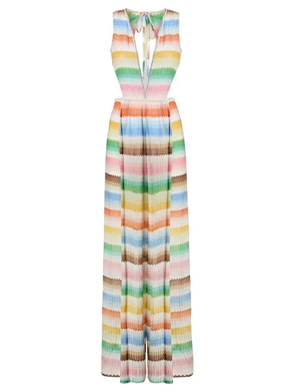 Missoni Long Dress With Dégradé Zigzag Pattern And Slits - Multicoloured