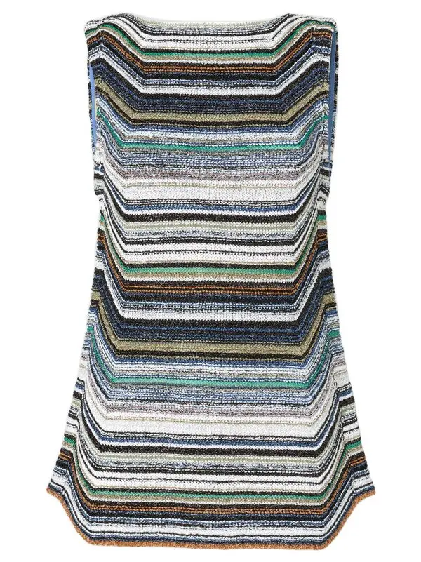 Missoni Mini Dress In Striped Cotton Blend - Multicoloured