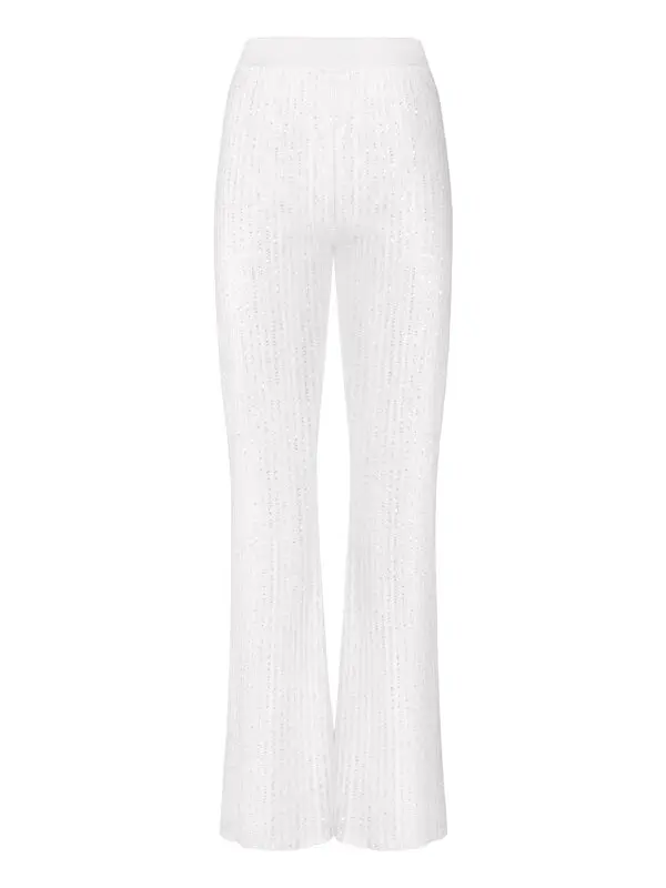 Missoni Ribbed Viscose Lamé Straight Trousers With Sequins - White