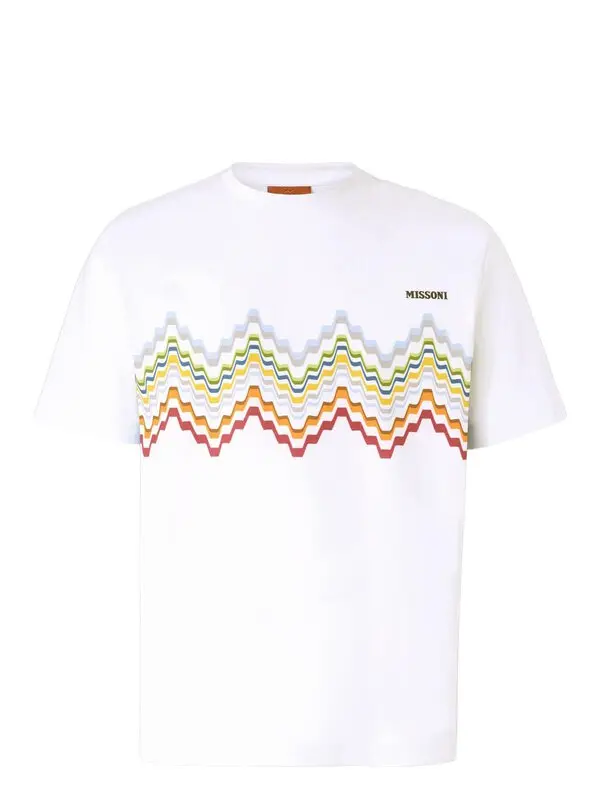 Missoni Cotton Crewneck T-shirt With Logo Lettering - Multicoloured