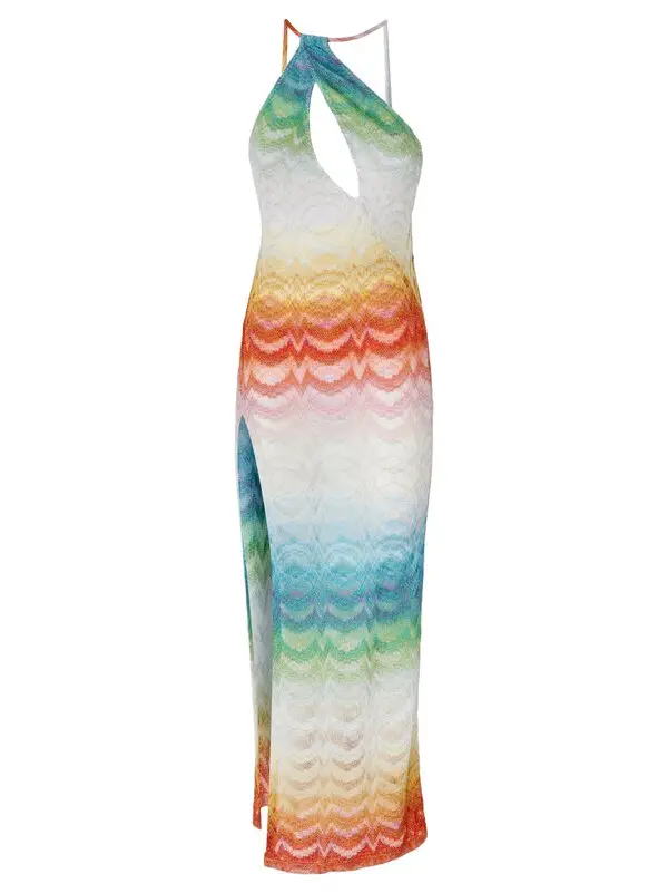 Missoni Asymmetric Cover-up Dress In Shaded Lamé Viscose - Multicoloured