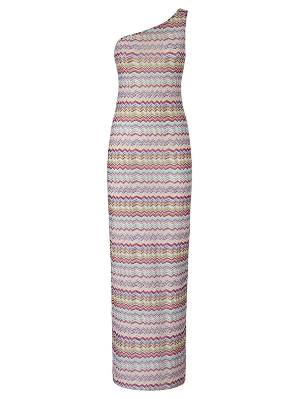 Missoni One-shoulder Printed Tulle Maxi Cover-up - Multicoloured