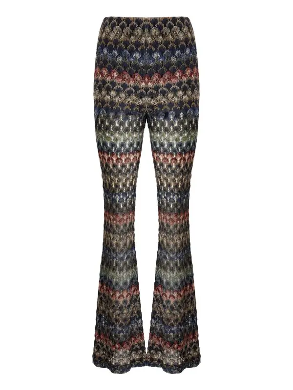 Missoni Flare Viscose Lamé Trousers With Lace Motif - Multicoloured