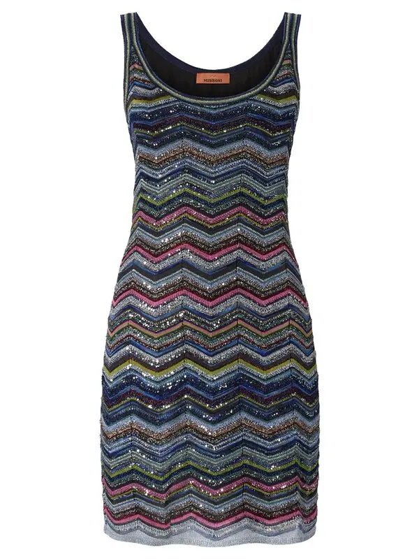 Missoni Chevron Knit Mini Dress With Sequins - Multicoloured