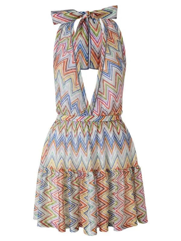 Missoni Zig Zag Tulle Cover-up Mini Dress - Multicoloured