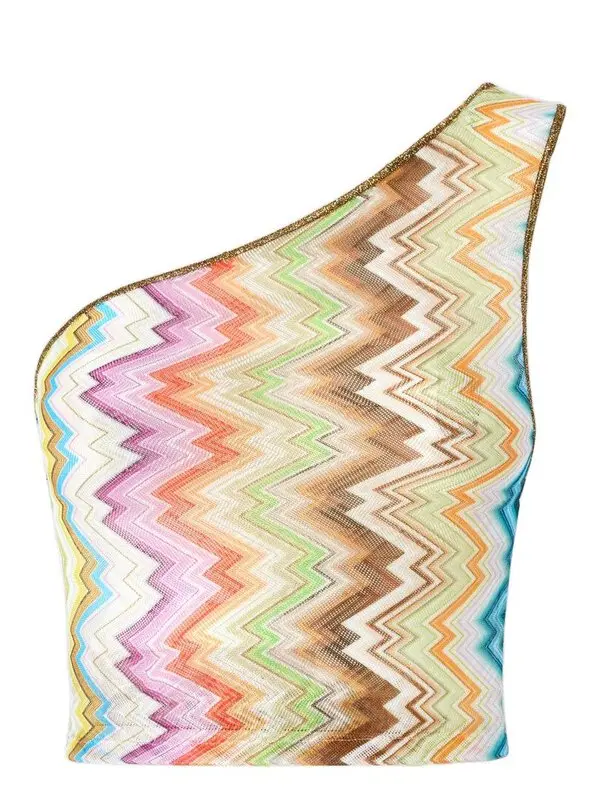 Missoni One-shoulder Asymmetrical Printed Zig Zag Motif Top - Multicoloured