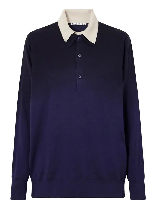 Acne Studios Layered Silk, Wool And Cashmere-blend Polo Sweater - Blue