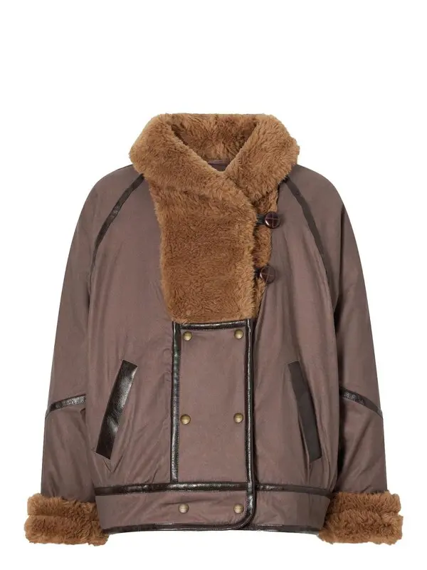 MARANT ETOILE Olinka Plush-trimmed Shell Coat - Brown