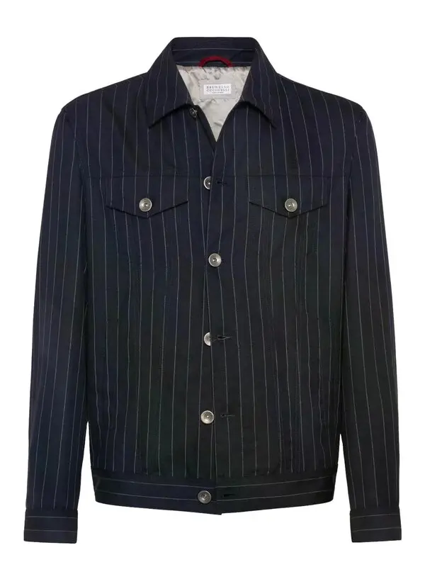 Brunello Cucinelli Striped Virgin-wool Jacket - Blue