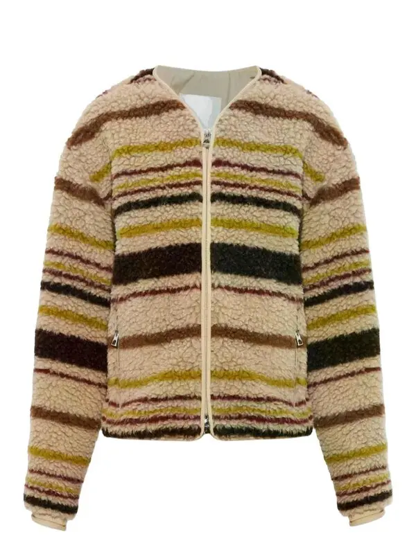 Moncler Striped Fleece Jacket - Brown