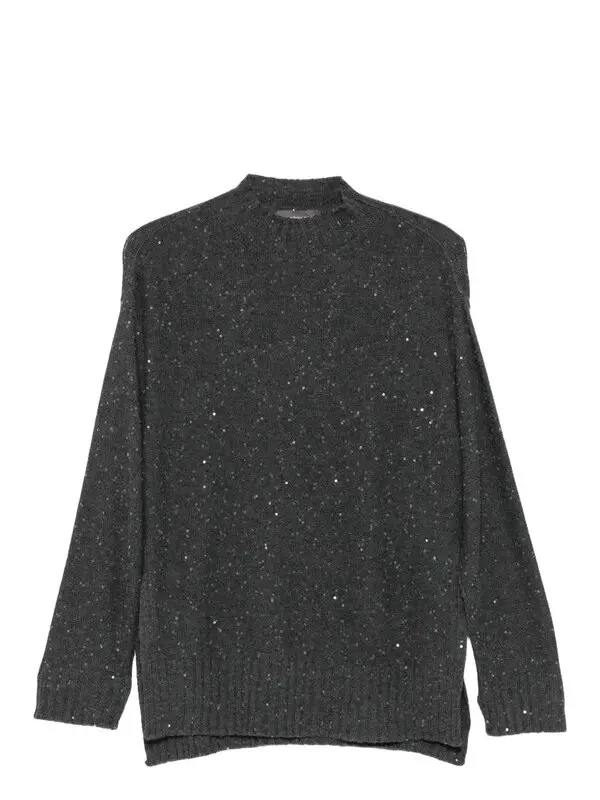 Lorena Antoniazzi Sequin-embellished Side-slit Sweater - Grey