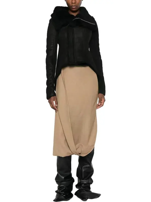 Rick Owens Naska Shearling-trim Asymmetric Jacket - Black