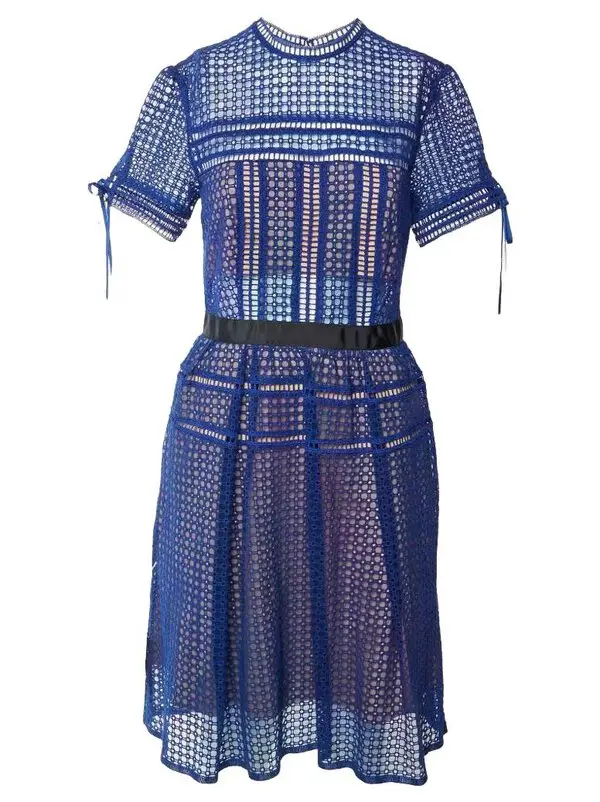 SELF-PORTRAIT Aurelia Eyelet Lace Dress - Blue